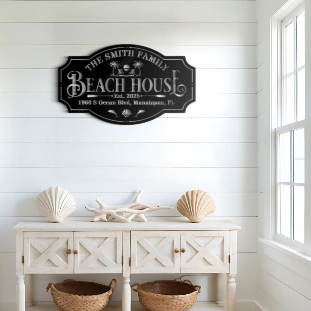Custom Beach House Metal Sign by Craftmysign – Craft My Sign